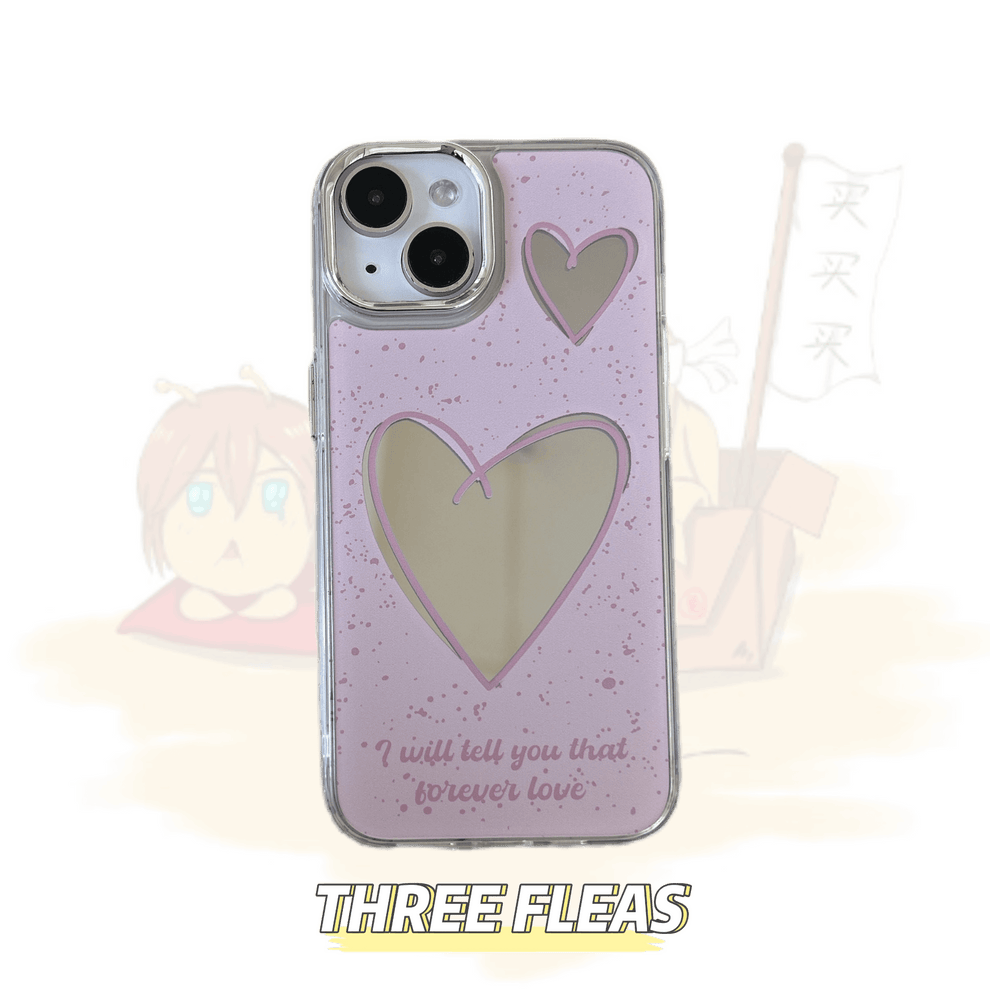 Pink heart mirror phone case | iPhone Case | Three Fleas