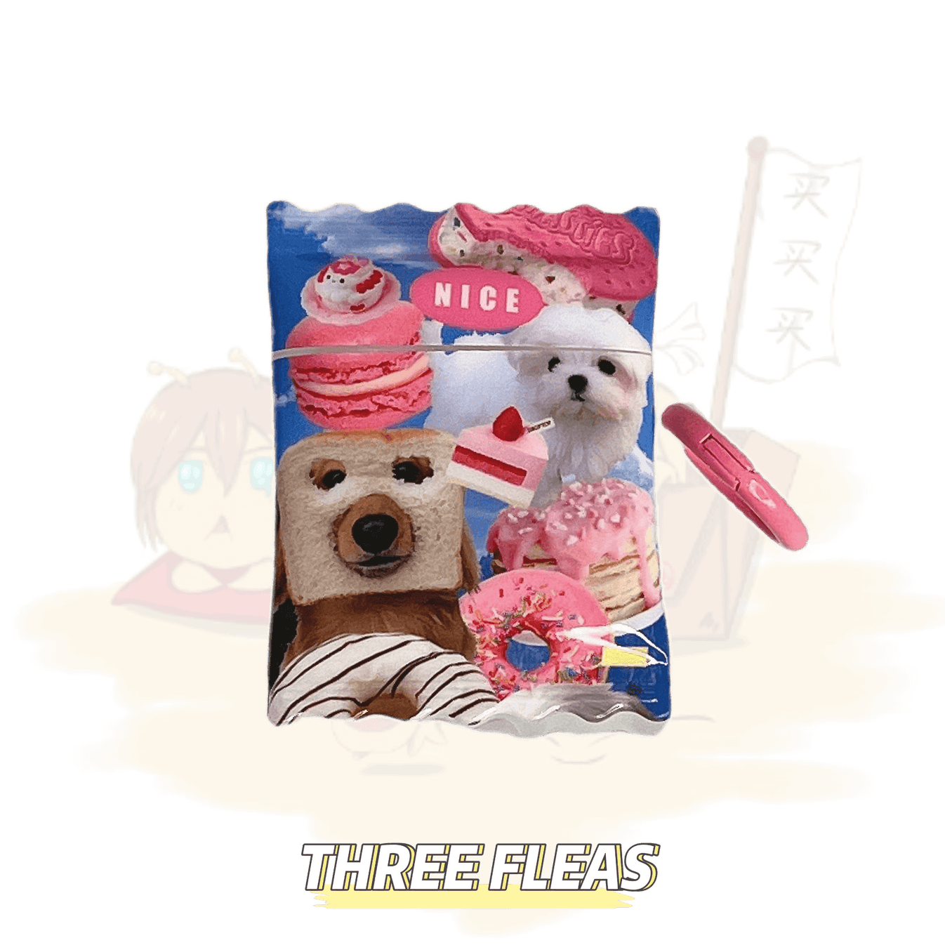 Funny Toast Dog | AirPods Case | Three Fleas