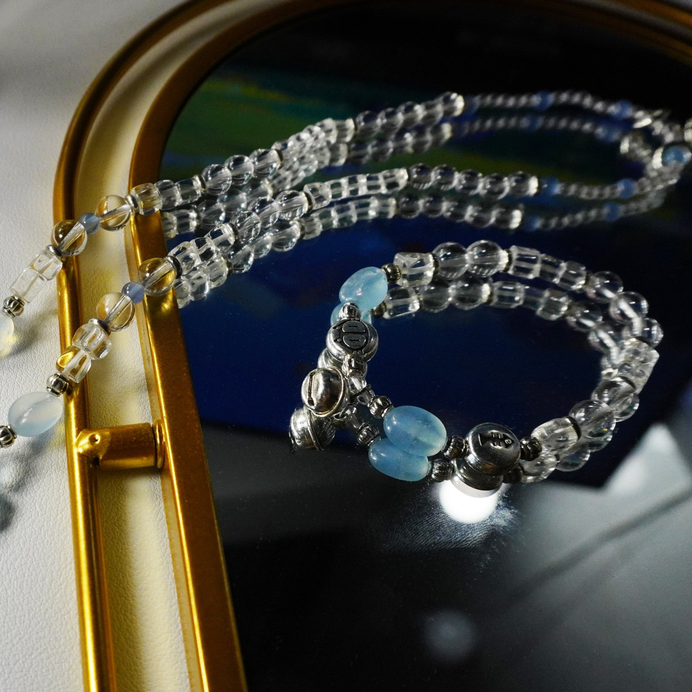 Longevity Lock Crystal Beaded Necklace | Jewelry | Three Fleas