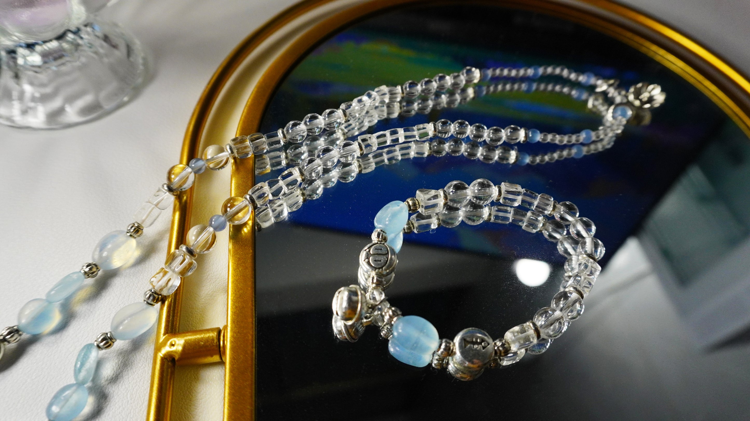 Longevity Lock Crystal Beaded Necklace | Jewelry | Three Fleas