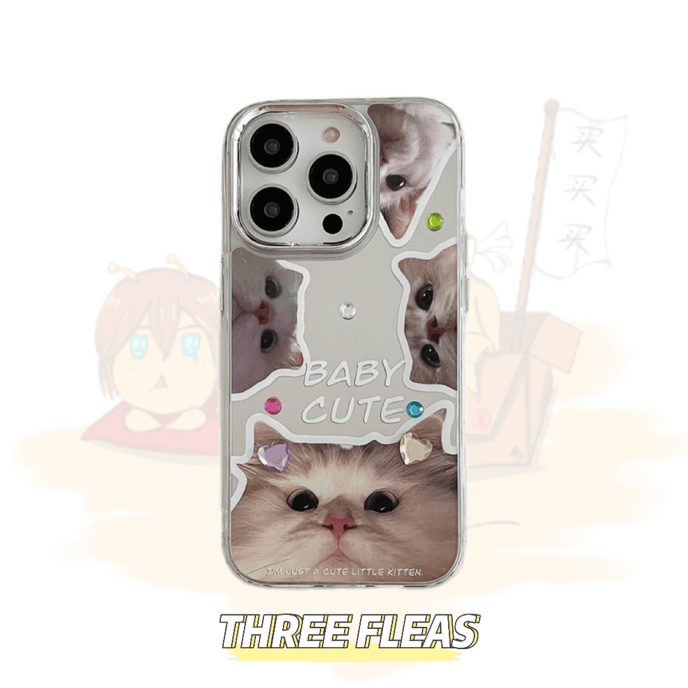 [ Meme Case ] Baby cute cat mirror phone case | iPhone Case | Three Fleas