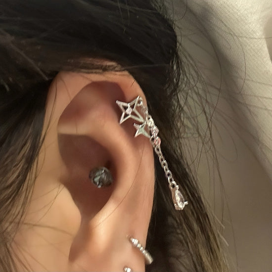 Meteor Threaded Screw Flat Black Earring | Indie Jewelry Design | Three Fleas