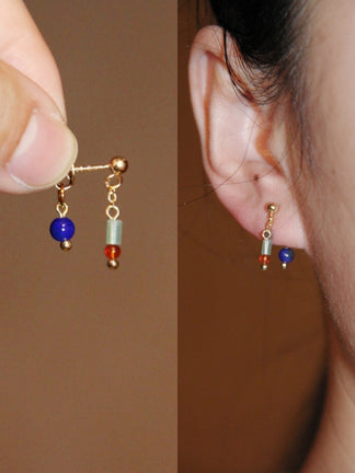 Mini Blue Red Earrings | Jewelry | Three Fleas