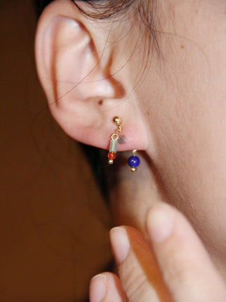 Mini Blue Red Earrings | Jewelry | Three Fleas