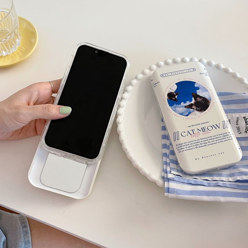 [ Meme Case ] Cat slide mirror phone case | iPhone Case | Three Fleas