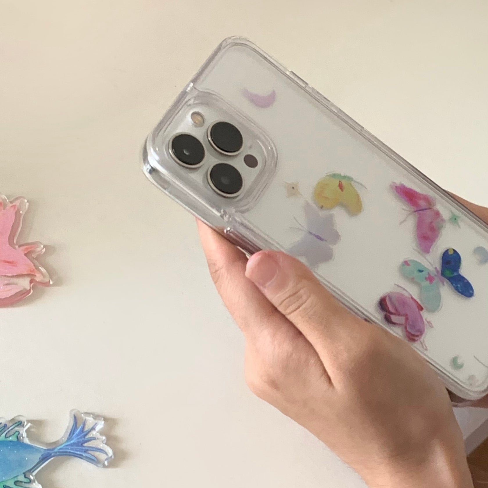 Swimming Butterfly Quicksand Phone Case | Phone Accessories | Three Fleas