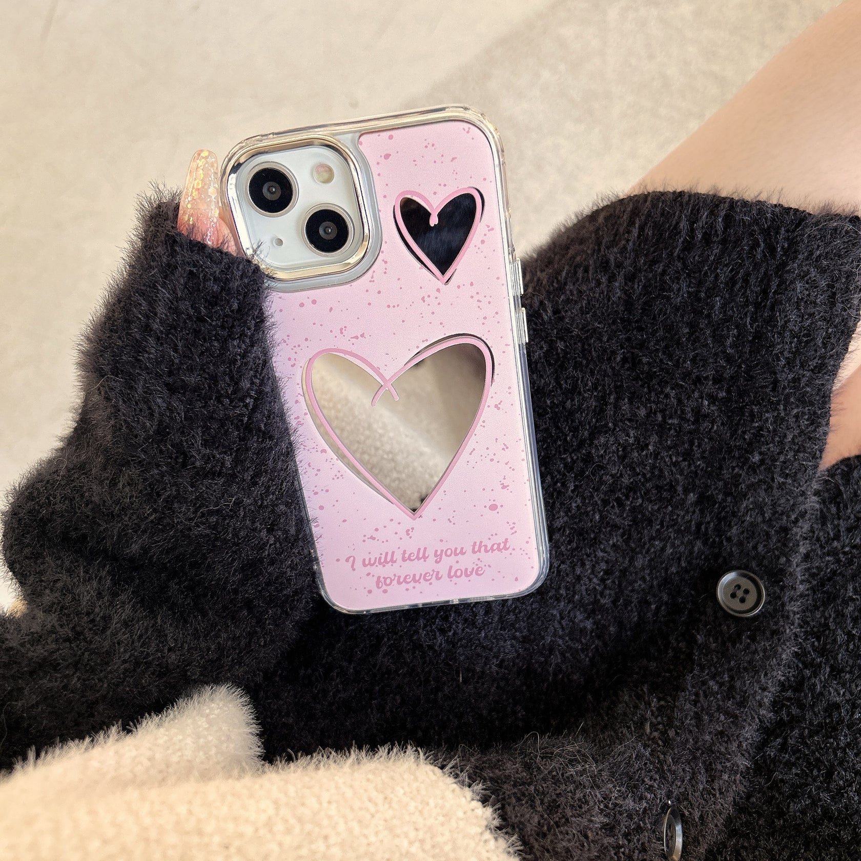 Pink heart mirror phone case | iPhone Case | Three Fleas