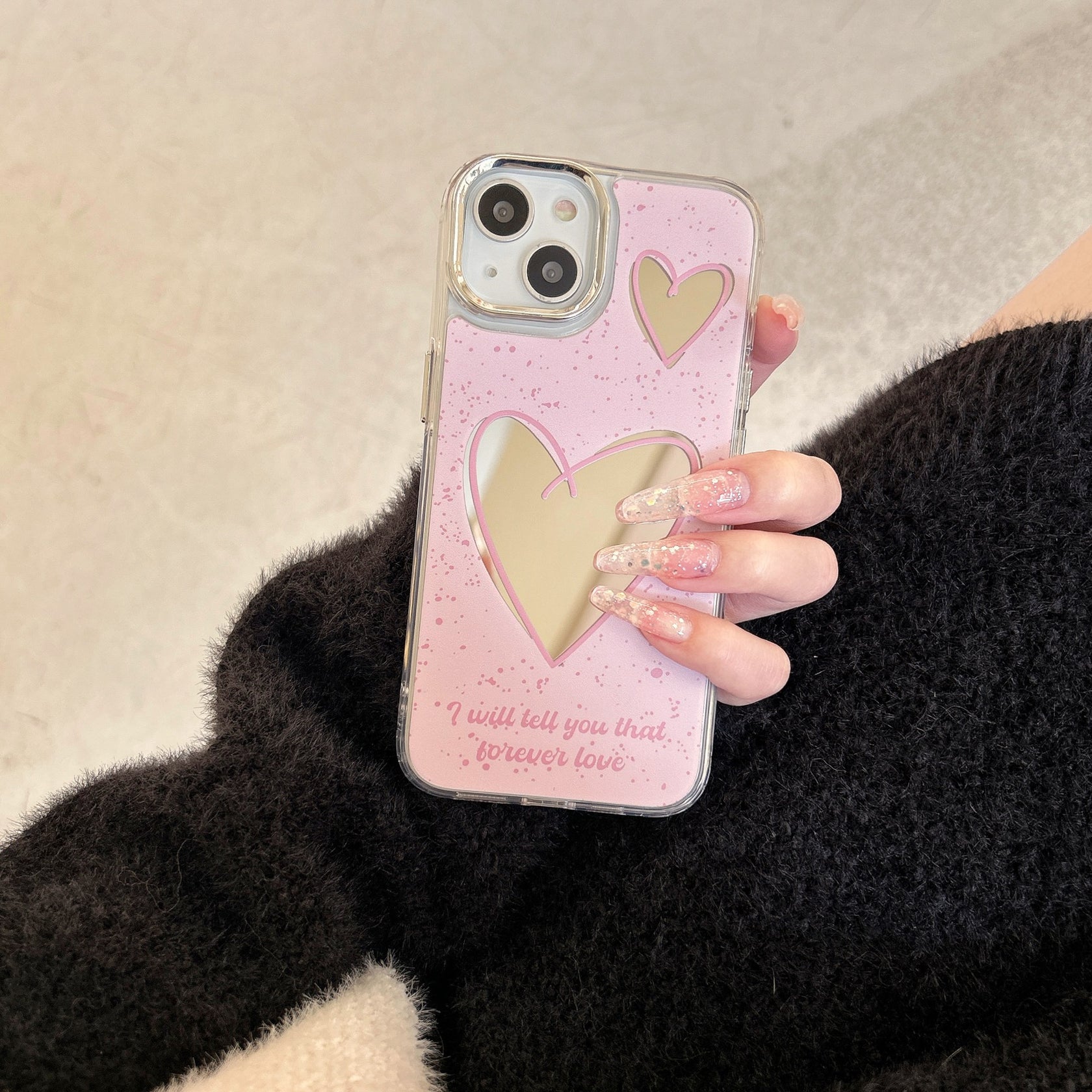 Pink heart mirror phone case | iPhone Case | Three Fleas