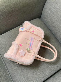Pink Plush Crossbody Handbag | Bag | Three Fleas