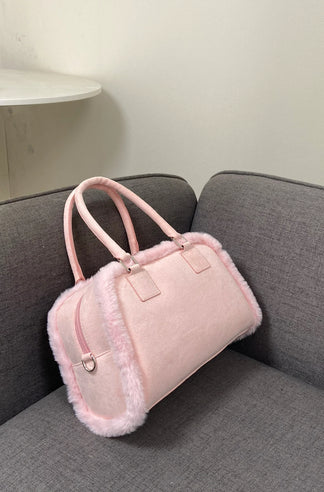 Pink Plush Crossbody Handbag | Bag | Three Fleas
