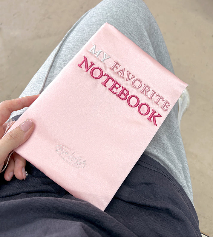 Pink Silk Embroidered Notebook Cover | Hobonichi | Three Fleas