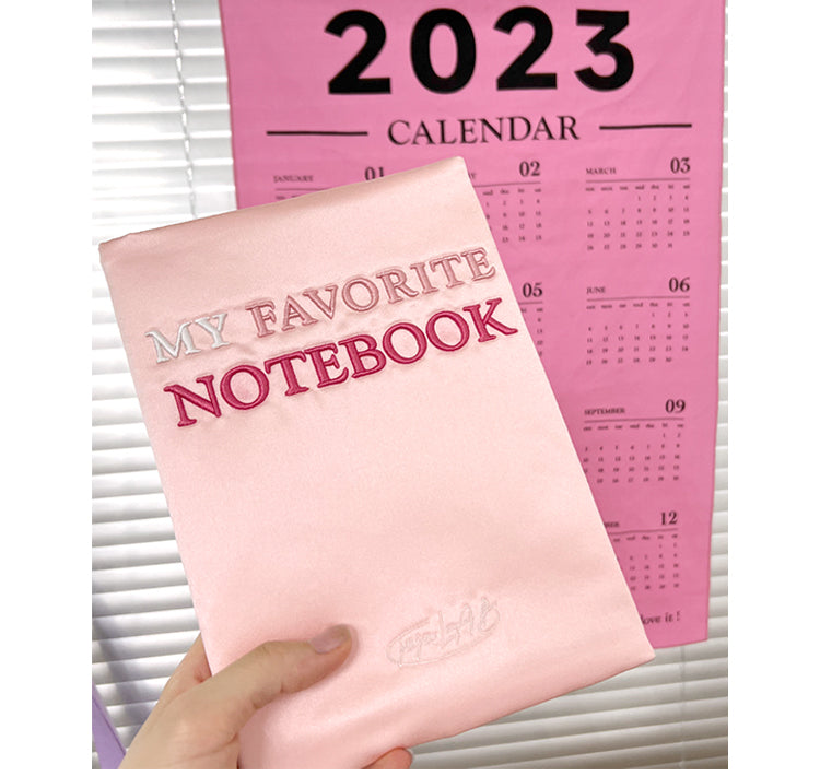 Pink Silk Embroidered Notebook Cover | Hobonichi | Three Fleas