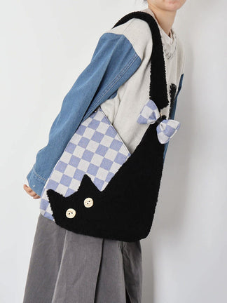 Plaid Cat Bow Shoulder Bag | Bag | Three Fleas