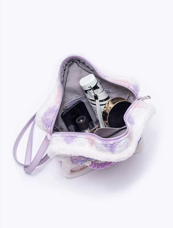 Purple Plush Star Shape Backpack | Bag | Three Fleas