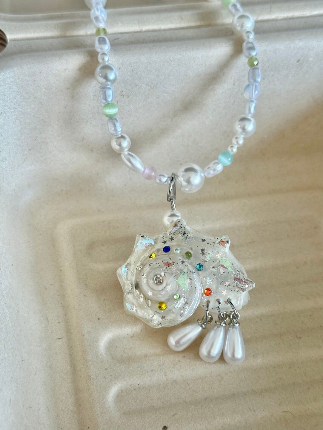Rainbow Shard Conch Necklace | Accessories | Three Fleas