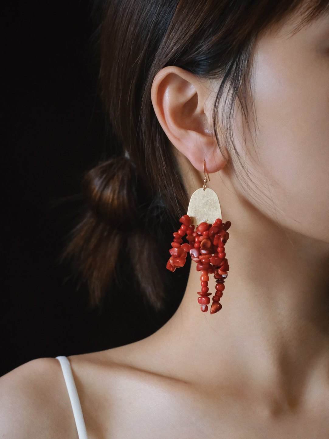 Red Beaded Statement Earrings | Jewelry | Three Fleas