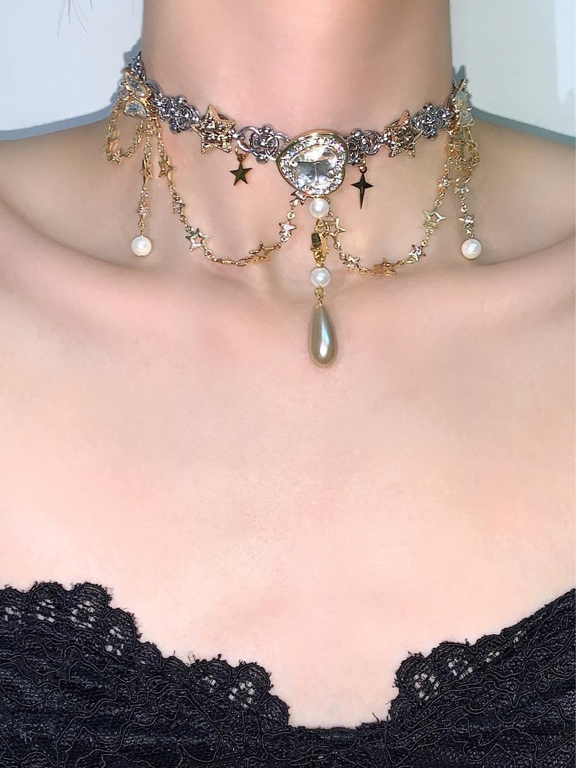 Retro Stars Tassel Choker | Jewelry | Three Fleas
