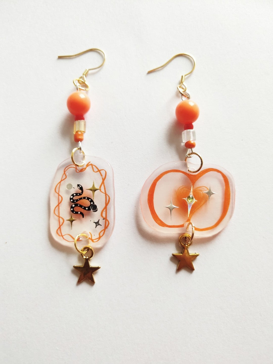 Snake Apple Asymmetric Shrink Plastic Earring | Jewelry | Three Fleas