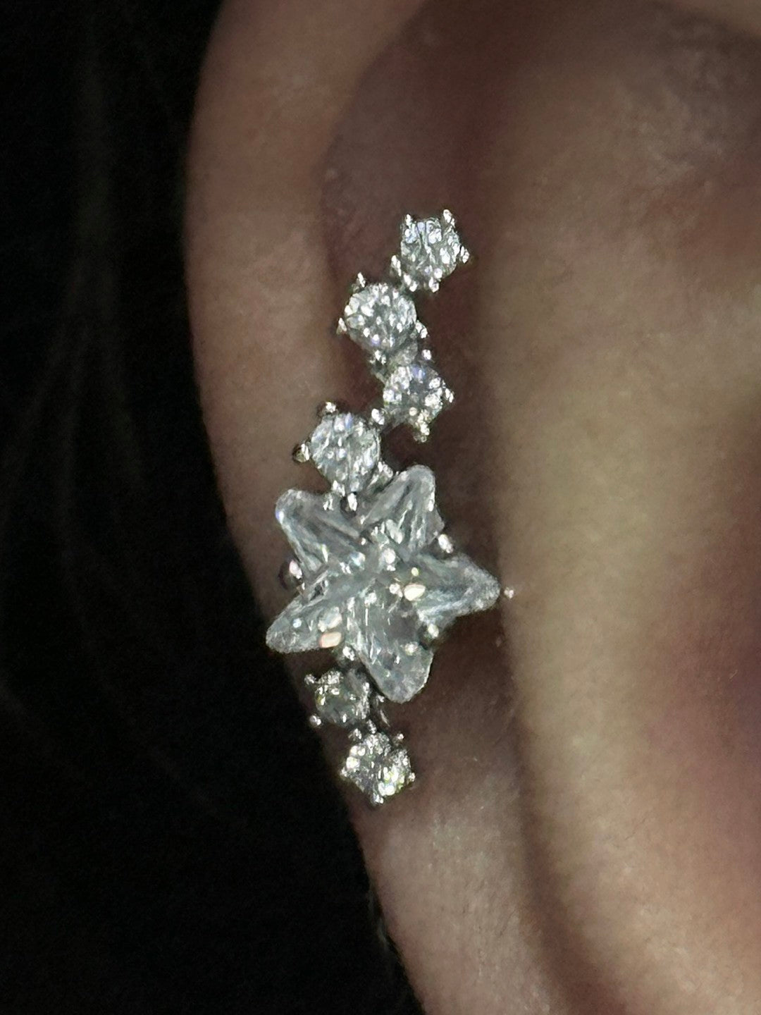 Stars Shine Threaded Screw Flat Black Earring | Indie Jewelry Design | Three Fleas