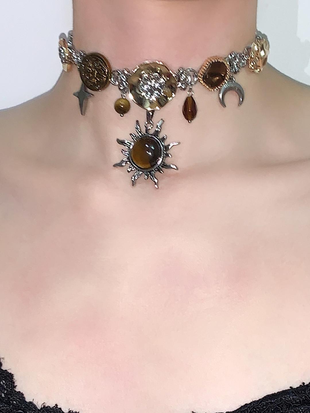 Sun Pendant Statement Choker | Jewelry | Three Fleas