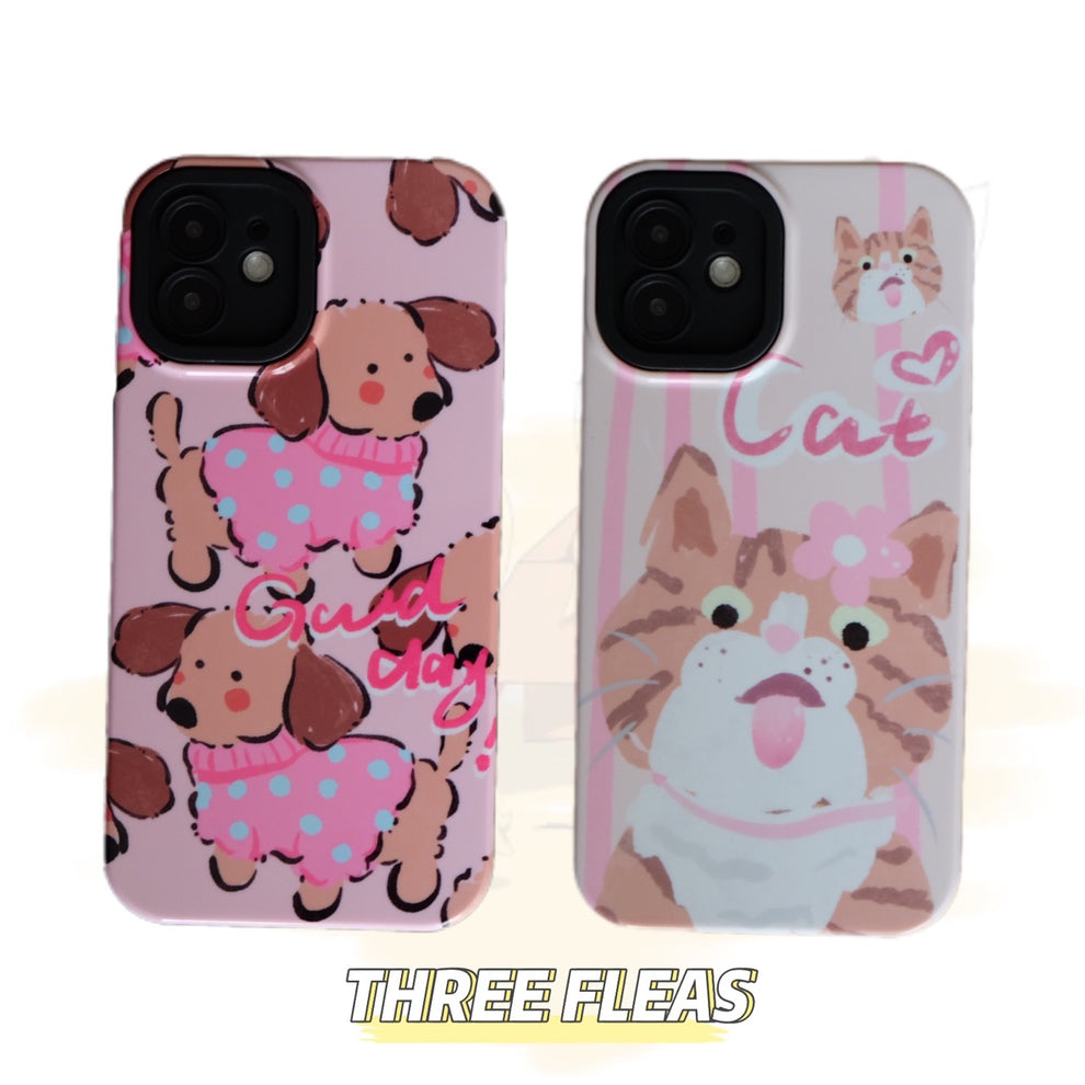 Sweet Pink Fat Cat and Sweater Dog Phone Case | iPhone Accessories ...