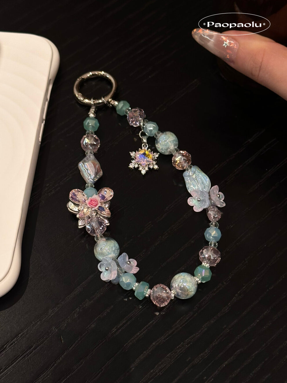 Tulip Butterfly Snowflake Beaded Phone Charm | Phone Accessories ...
