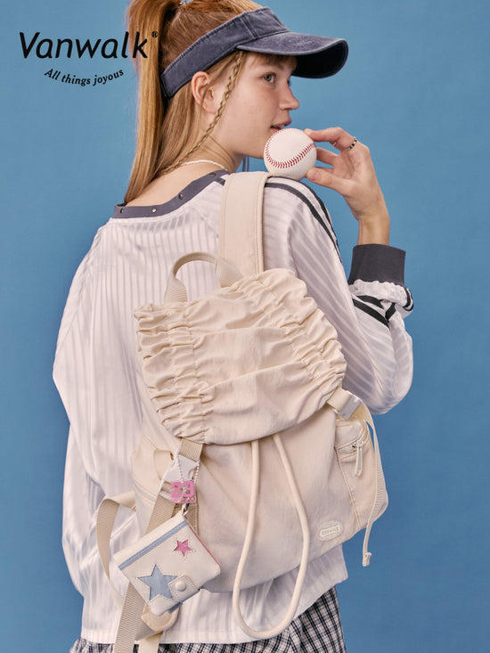 Vanwalk Sport Series Ruffled Drawstring Backpack | Bag | Three Fleas