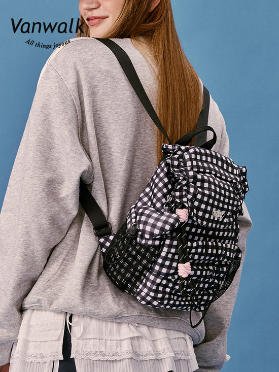 Vanwalk Sport Series Ruffled Drawstring Cloud Backpack | Bag | Three Fleas