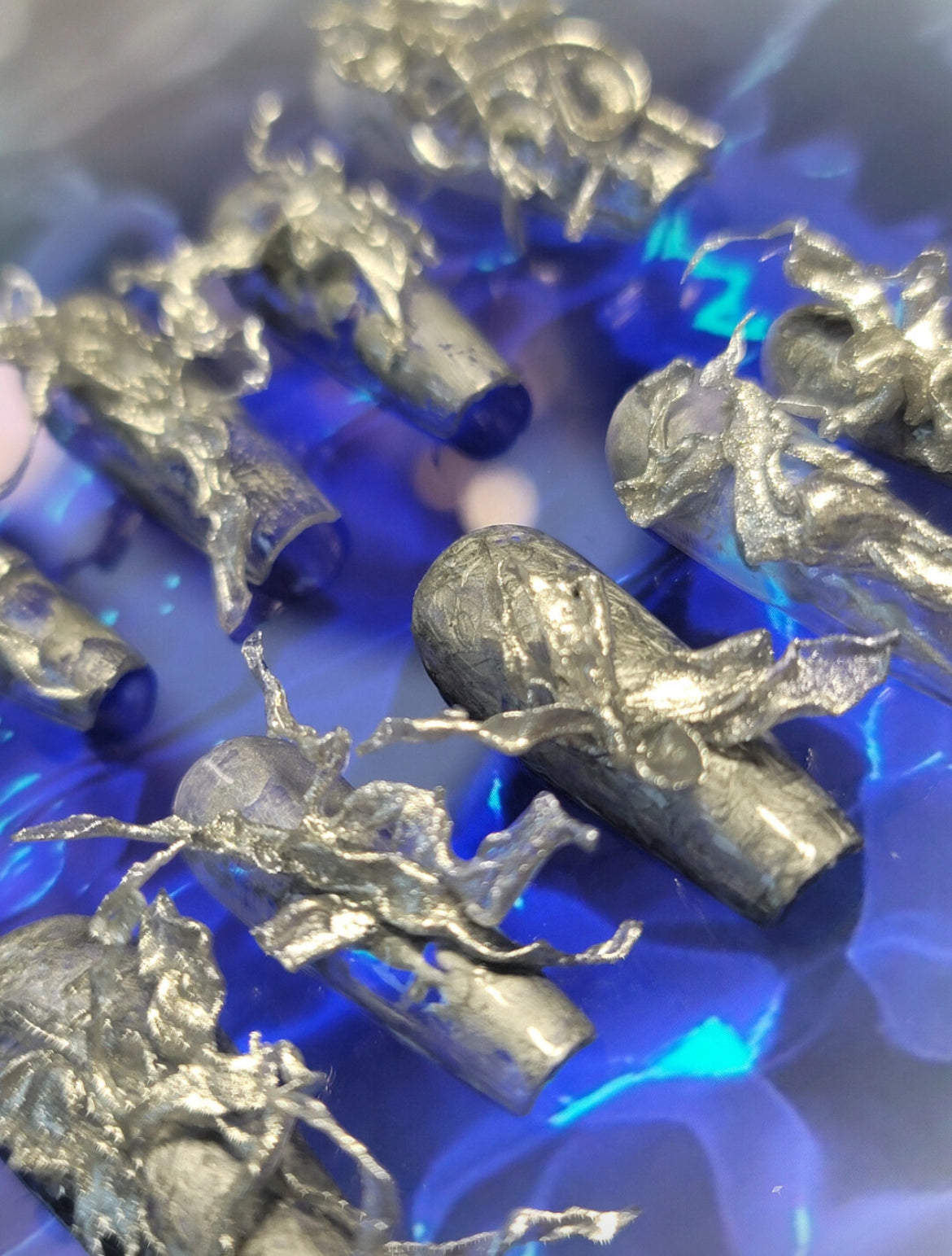 Weird Irregular Silver Press On Nails Set | Indie Nails Design | Three ...