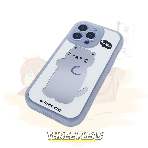 Standing Cat Reading Bear Mirror Phone Case | iPhone Case | Three Fleas