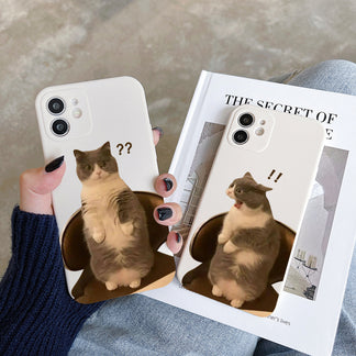[ Meme Case ] Standing Cat Phone Case For Couple | Phone Case | Three Fleas
